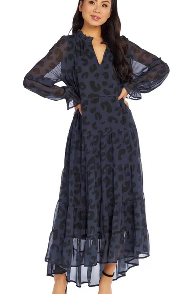 Simone Maxi Dress - Navy Leopard | Shop Whimsicality